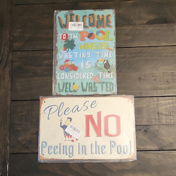 Wall Decor | 2 Metal Pool Signs | Poshmark